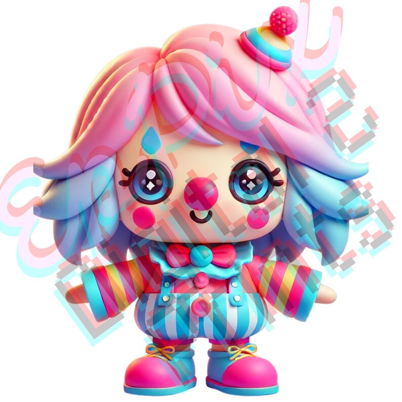 Kawaii Clown Clip Art Bundle 17 High-resolution Chibi PNG Characters ...