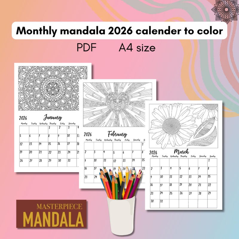 Mandala Calendar 2026 - Etsy