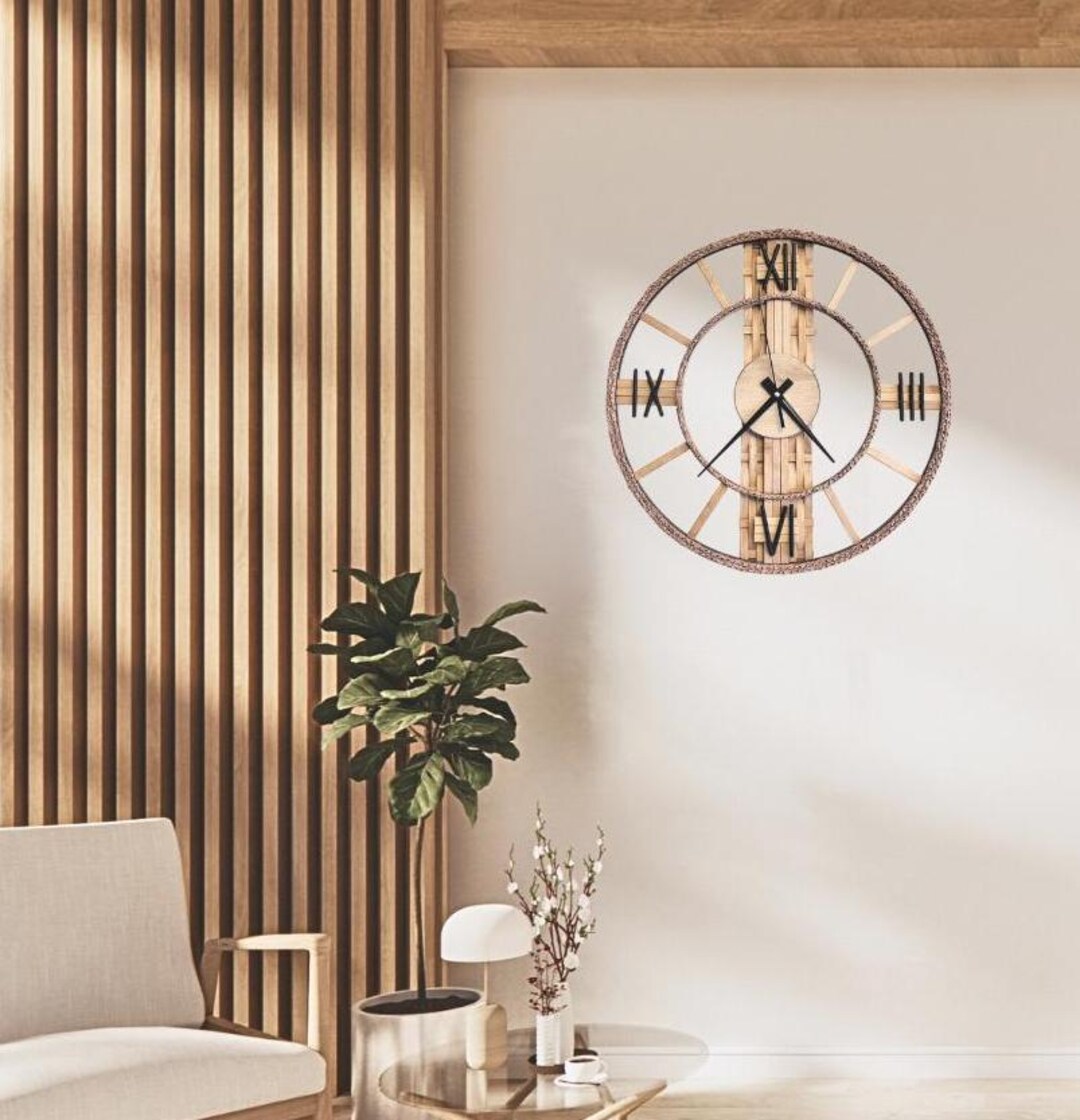 40 Cm / 16 Handmade Wall Clock Bamboo Wall Clock Housewarming Gift New ...