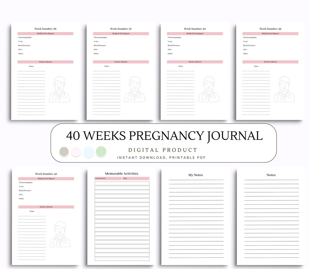 40 Weeks Pregnancy Journal, Pregnancy Tracker, Baby Bump Diary, Memory ...