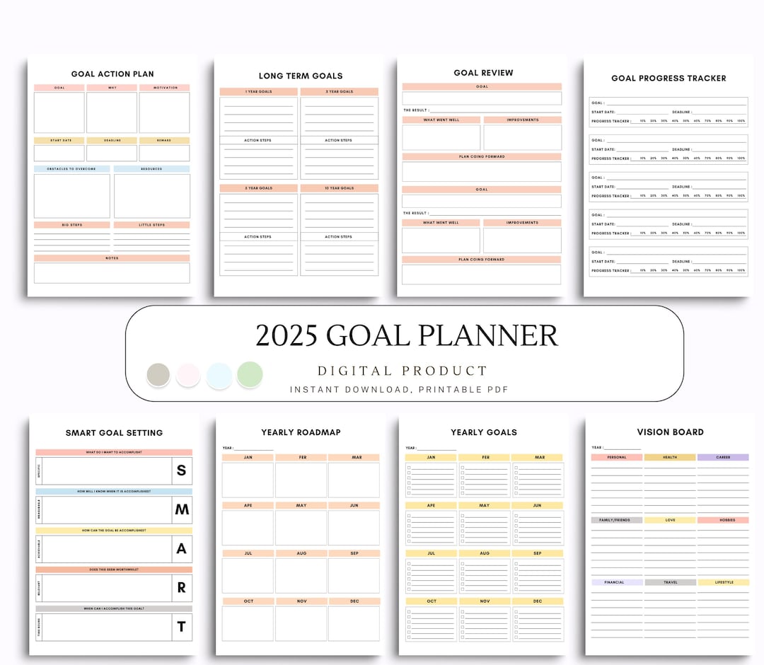 2025 Goal Planner, Monthly Calendar Organizer, Yearly Scheduler ...
