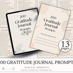 200 Gratitude Journal Prompts, Writing Prompts Notebook, Mindfulness ...