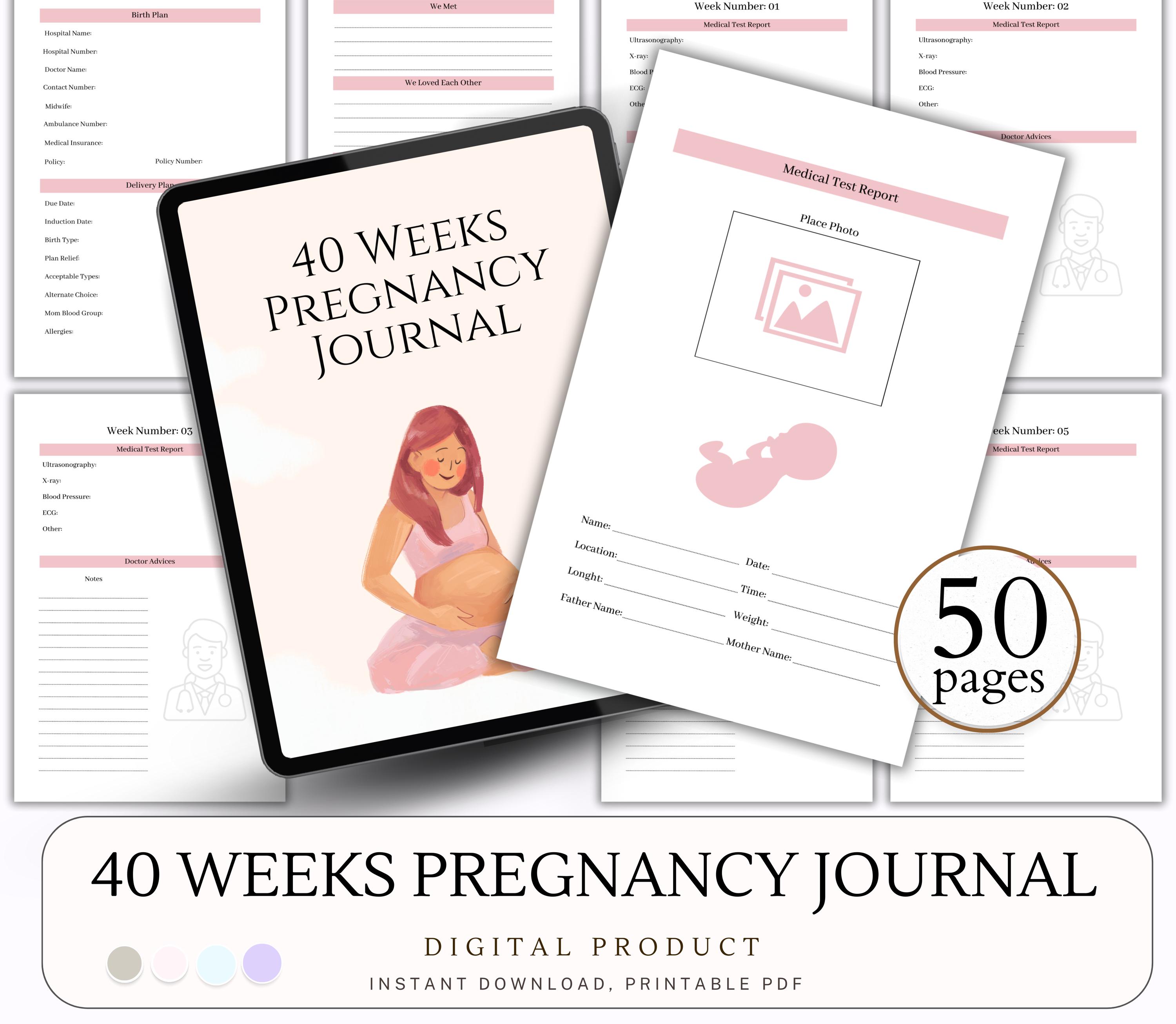 40 Weeks Pregnancy Journal, Pregnancy Tracker, Baby Bump Diary, Memory ...