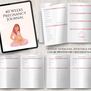 40 Weeks Pregnancy Journal, Pregnancy Tracker, Baby Bump Diary, Memory ...