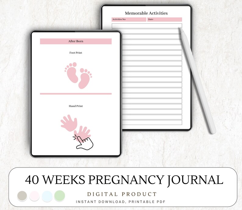 40 Weeks Pregnancy Journal, Pregnancy Tracker, Baby Bump Diary, Memory ...