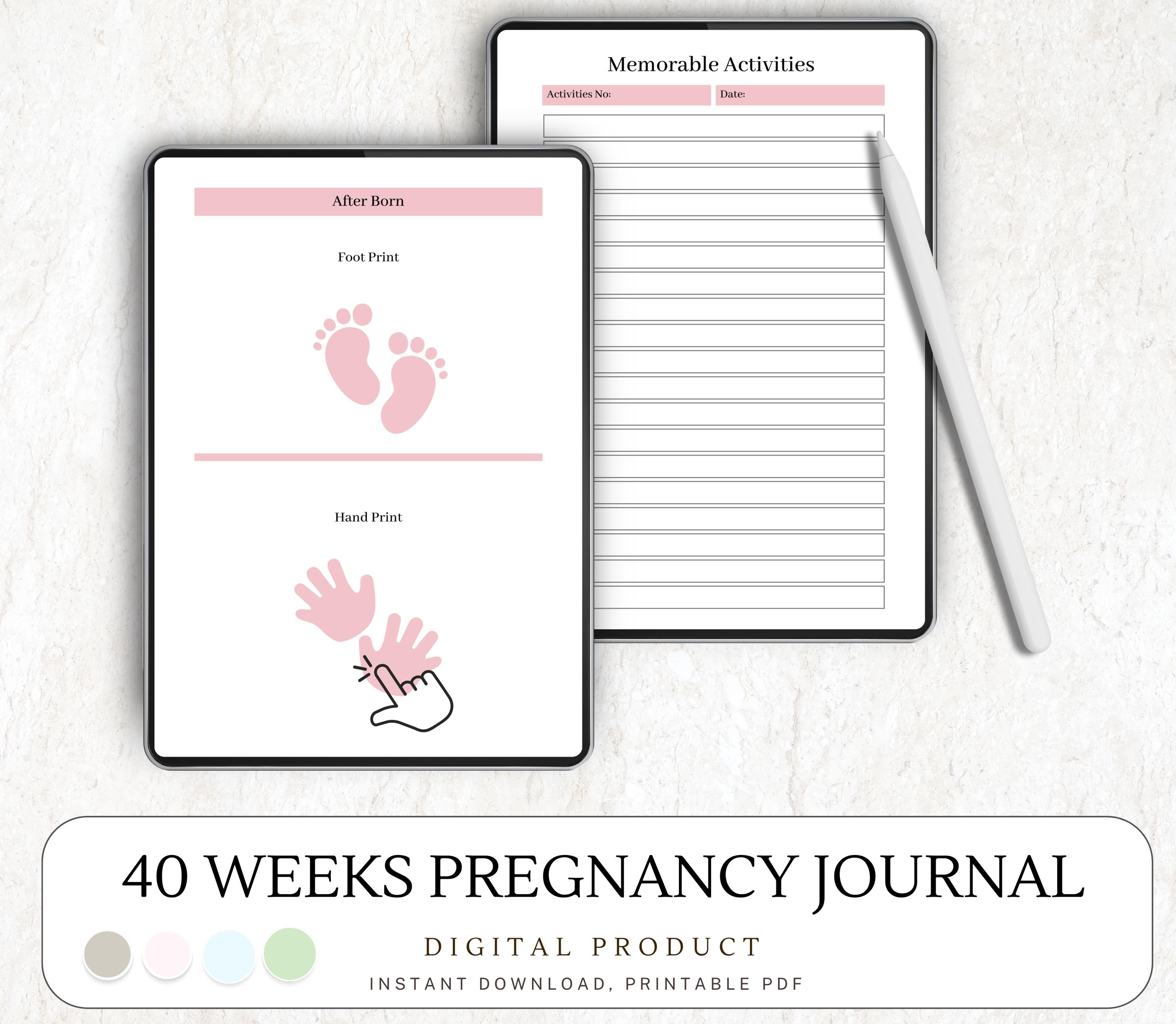 40 Weeks Pregnancy Journal, Pregnancy Tracker, Baby Bump Diary, Memory ...