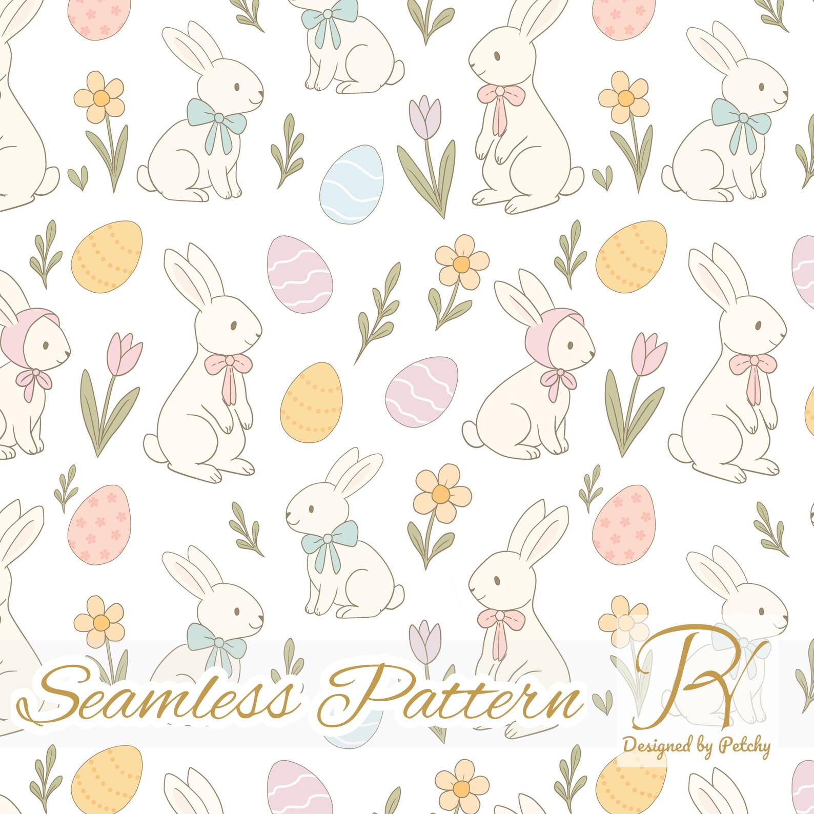 Seamless Repeating Baby Bunny Easter Eggs V.3 Digital Pattern Files ...