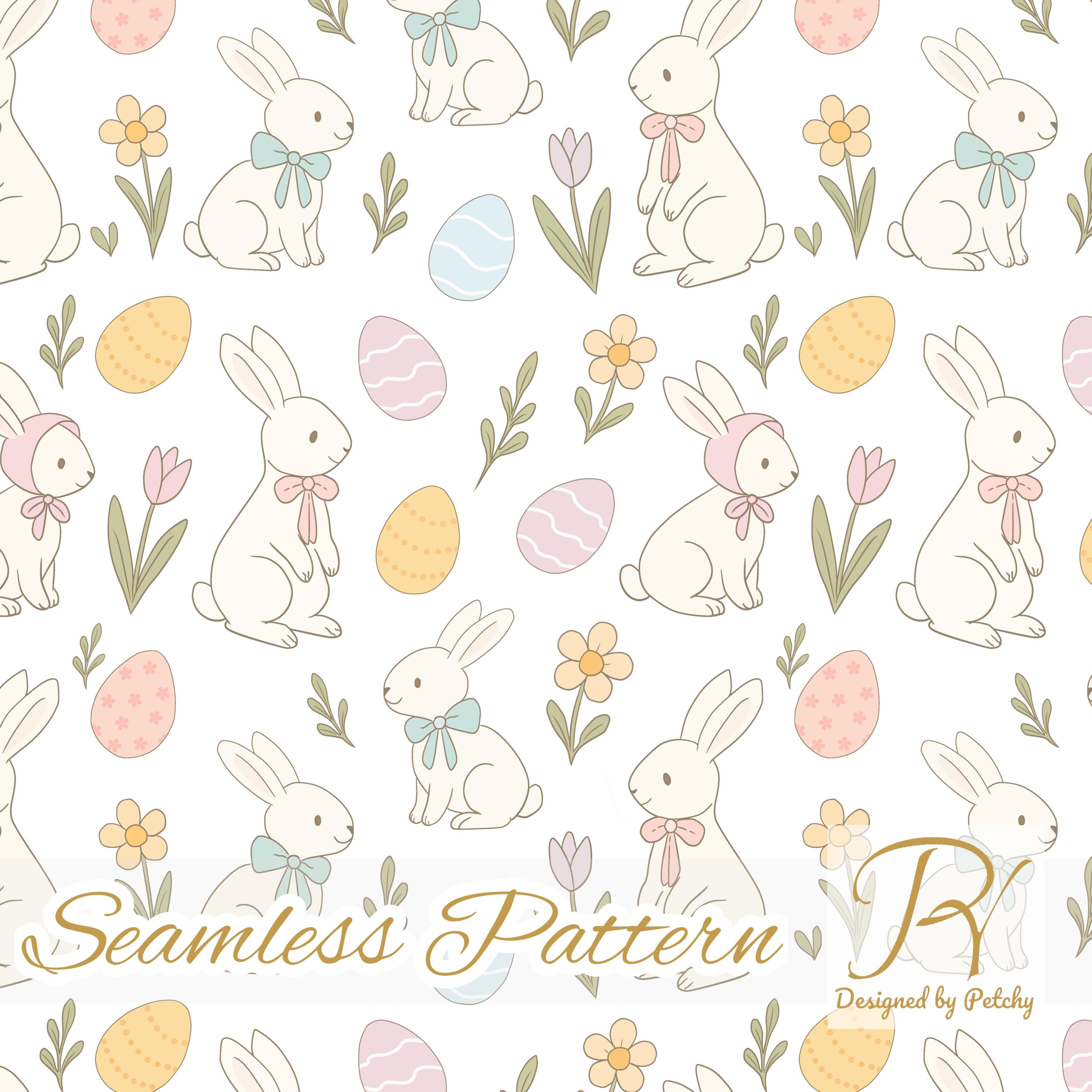 Seamless Repeating Baby Bunny Easter Eggs V.3 Digital Pattern Files ...