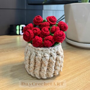 Crochet Rose Bouquet Coaster PDF Pattern: Floral Plant Pot Mat - Etsy