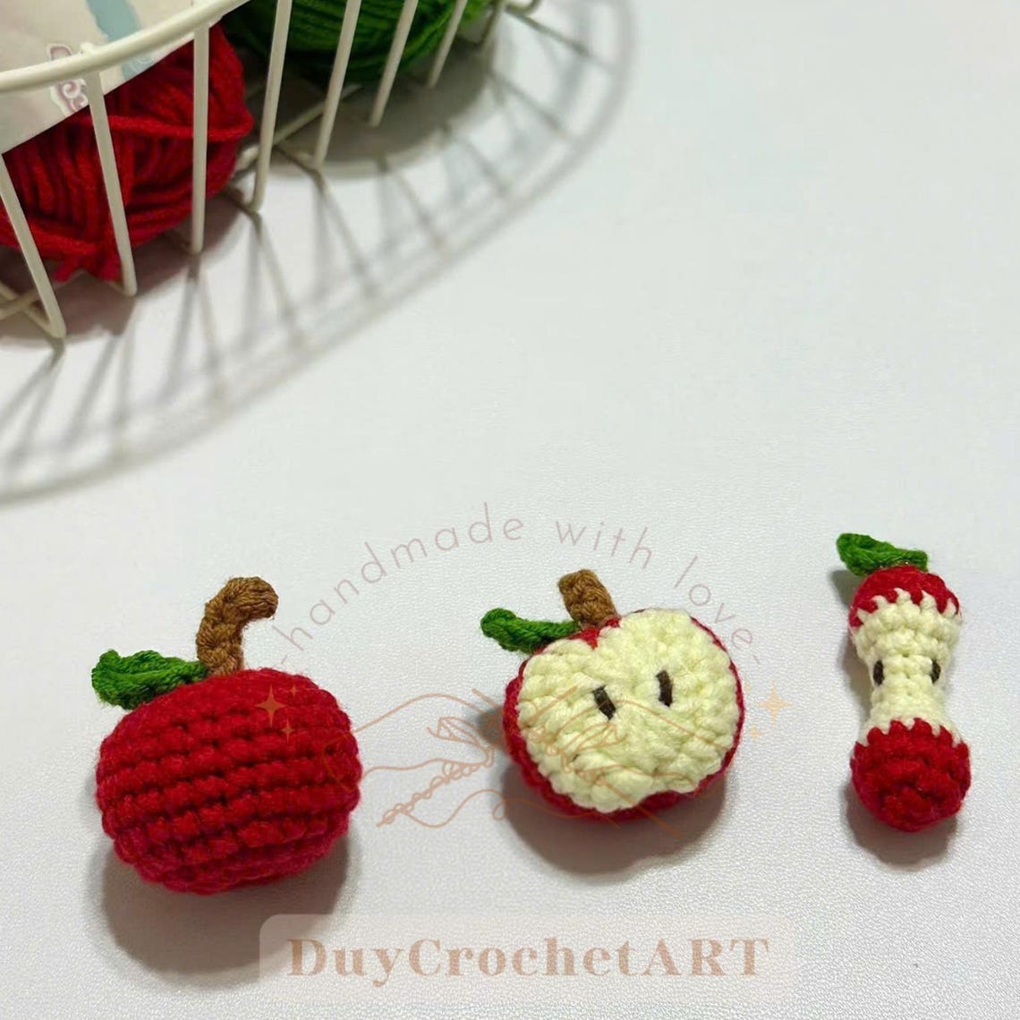 Apple Crochet Pattern – 3-in-1 Mini Apple Set (whole, Half & Core), PDF ...