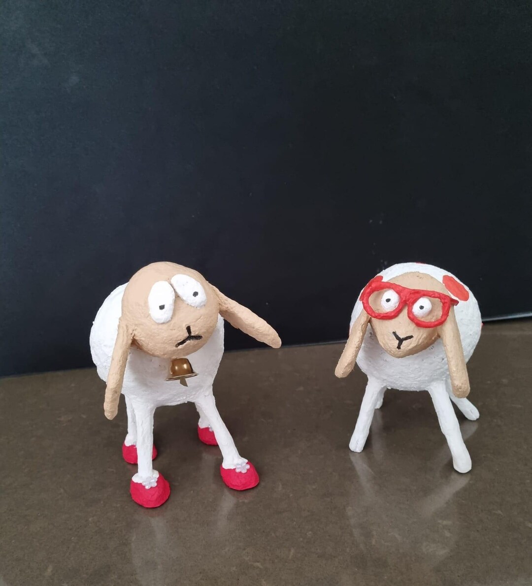 Set of 2 White Sheep Figurine, Paper Mache Sheep Sculpture, Sheep Home ...