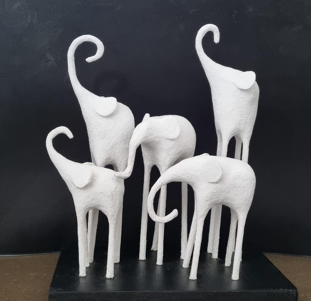 Set of 5 Elephants Paper Mache - Etsy