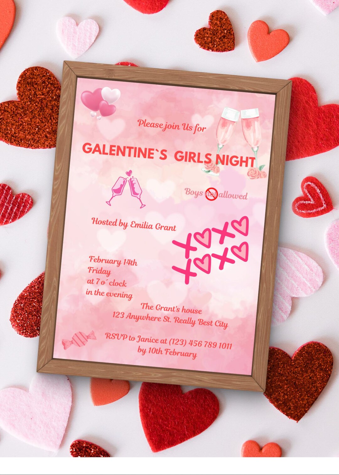 Galentines Girls Night Invitation Template Printable Galentines Party ...