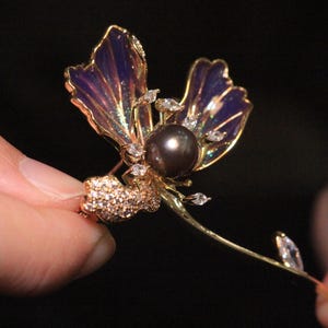 Tahitian Pearl Brooch: Floral Enamel Convertible Necklace - Etsy