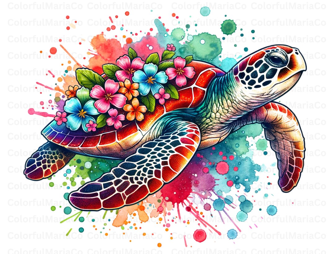 Colorful Turtle Png, Sublimation Design, Summer Png, Ocean Sublimation ...