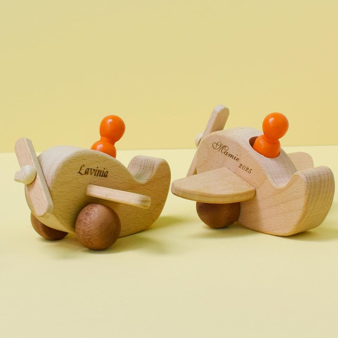 Personalized Wooden Airplane Toy-custom Engraved Baby Gift-handcrafted ...