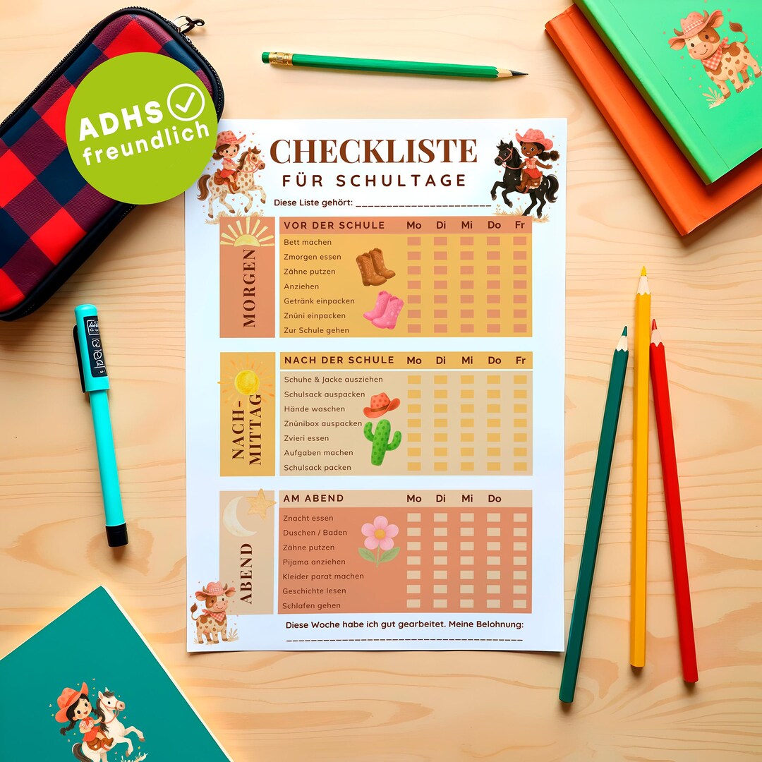 ADHD Children's Checklist - PDF File – Daily Schedule for School and ...