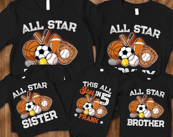 Front and Back Sports Birthday Shirts, Custom Matching Family Shirts ...