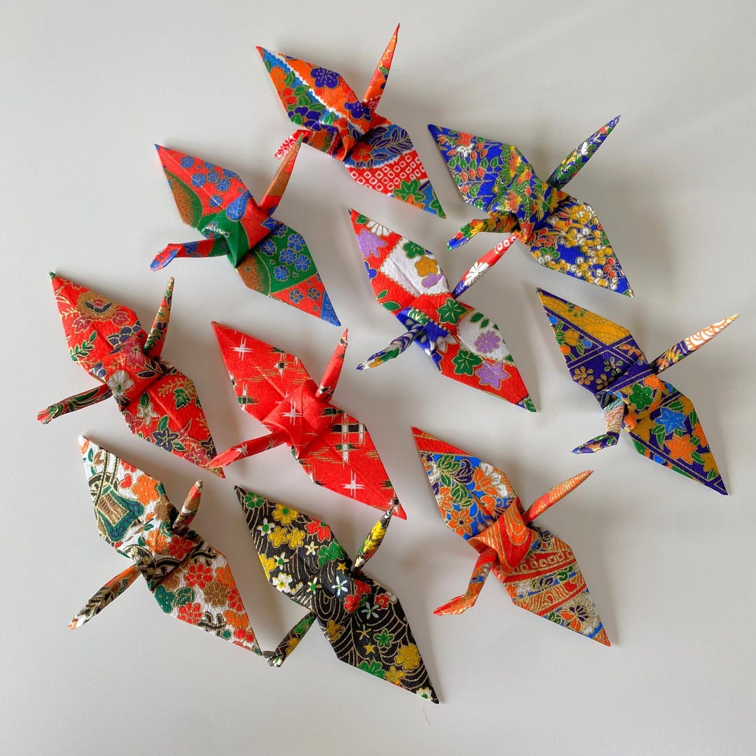 Hand-folded Origami Cranes – Japanese Yuzen Paper | Peace Symbol for ...