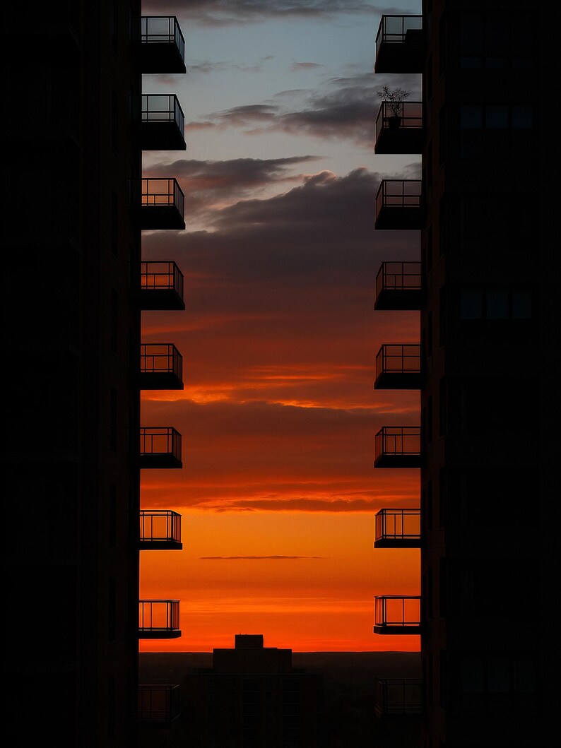 Sun Corridor Poster | Glossy Sunset Between Buildings Print - Etsy