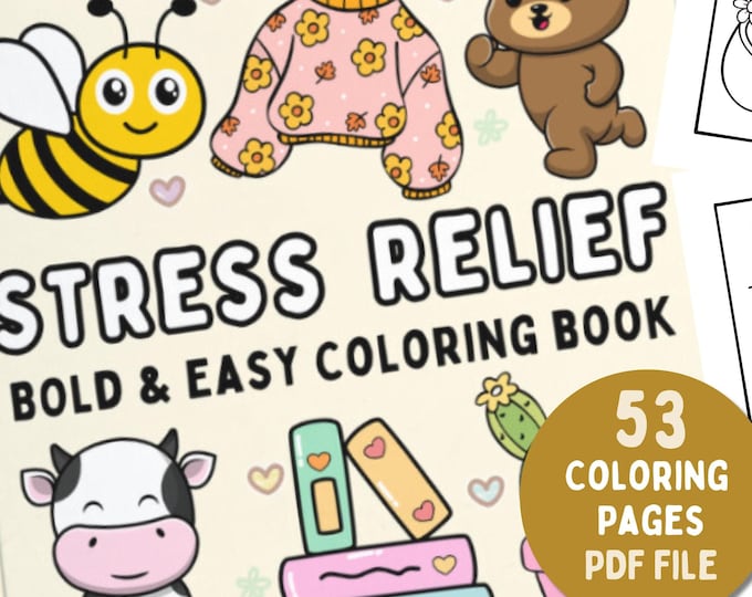 Relaxing Adult Coloring Pages for Kids Digital Coloring Book Bold and ...