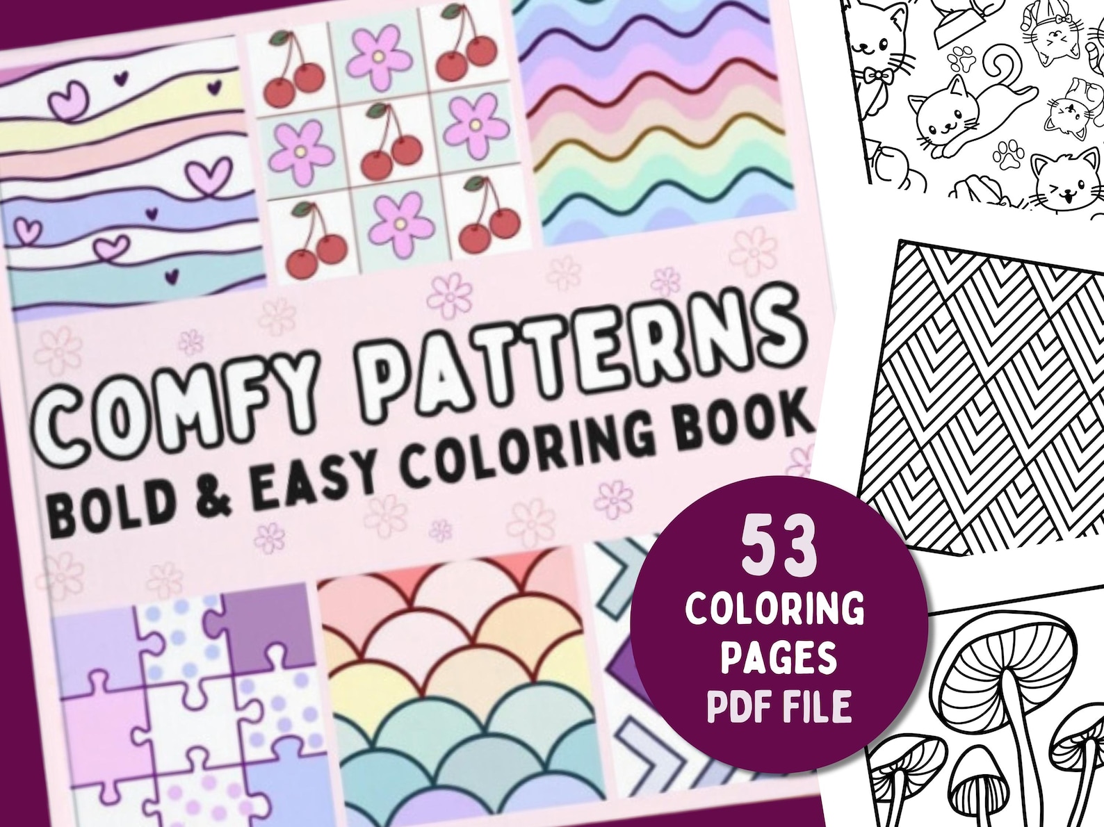 Relaxing Patterns Adult Coloring Pages for Kids Digital Coloring Book ...