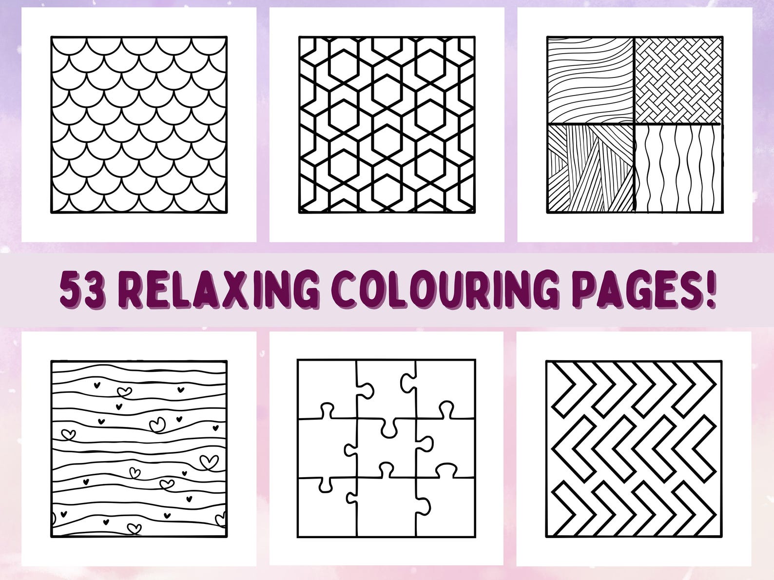 Relaxing Patterns Adult Coloring Pages for Kids Digital Coloring Book ...