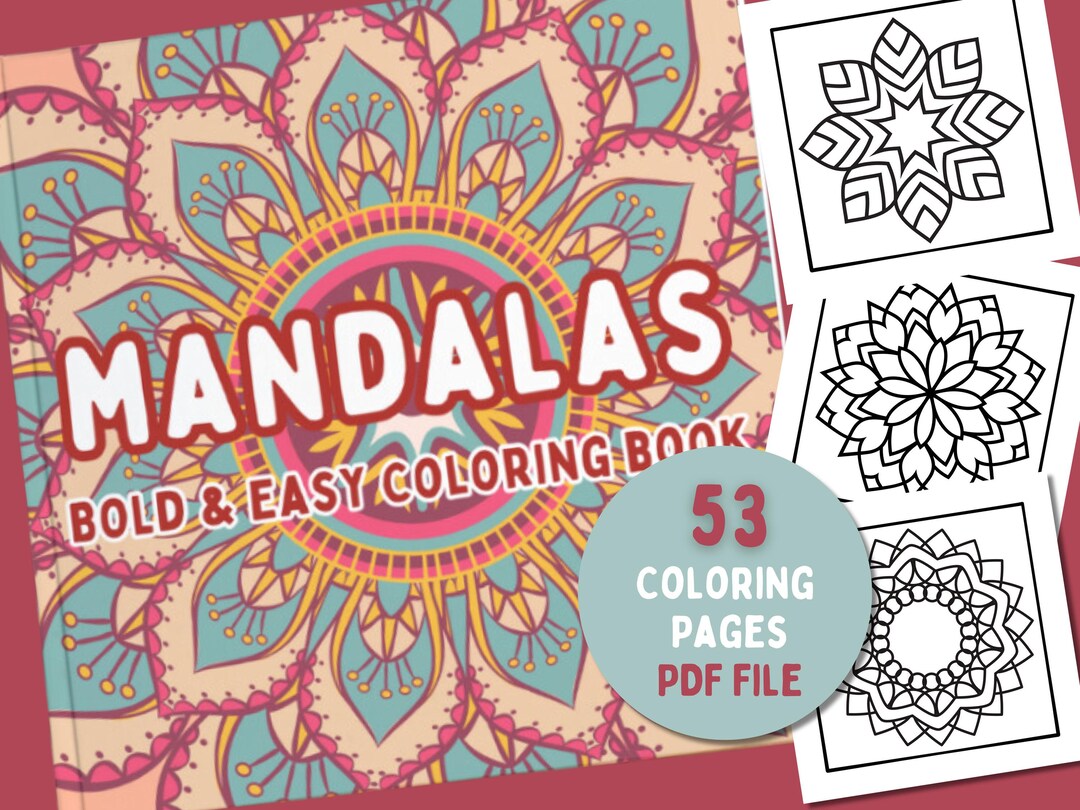 Mandalas Coloring Book: 53 Bold and Easy Pages (PDF Download) - Etsy
