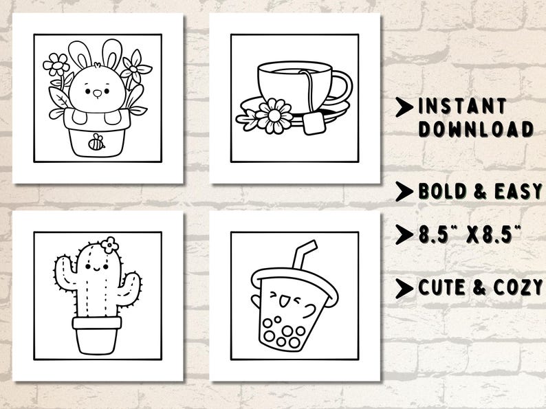 Relaxing Adult Coloring Pages for Kids Digital Coloring Book Bold and ...