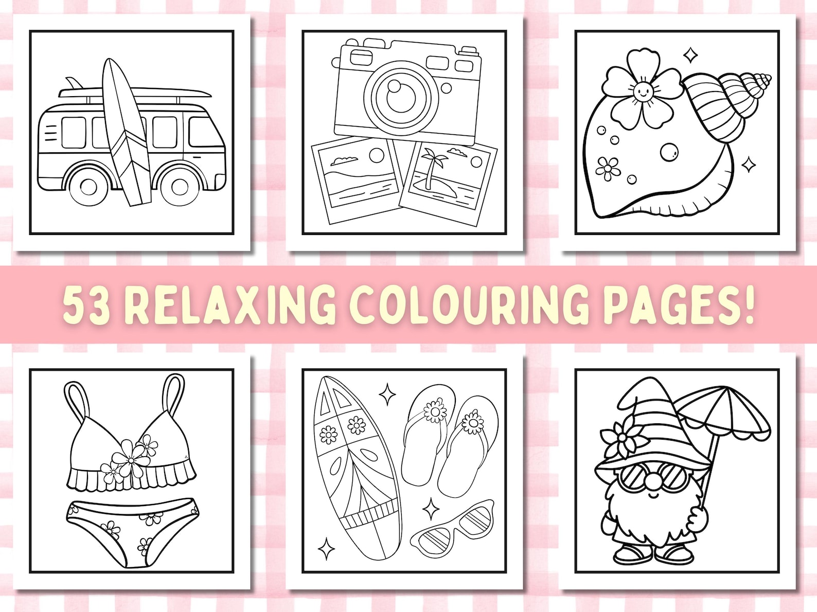 Summer Vibes Adult Coloring Pages for Kids Digital Coloring Book Bold ...