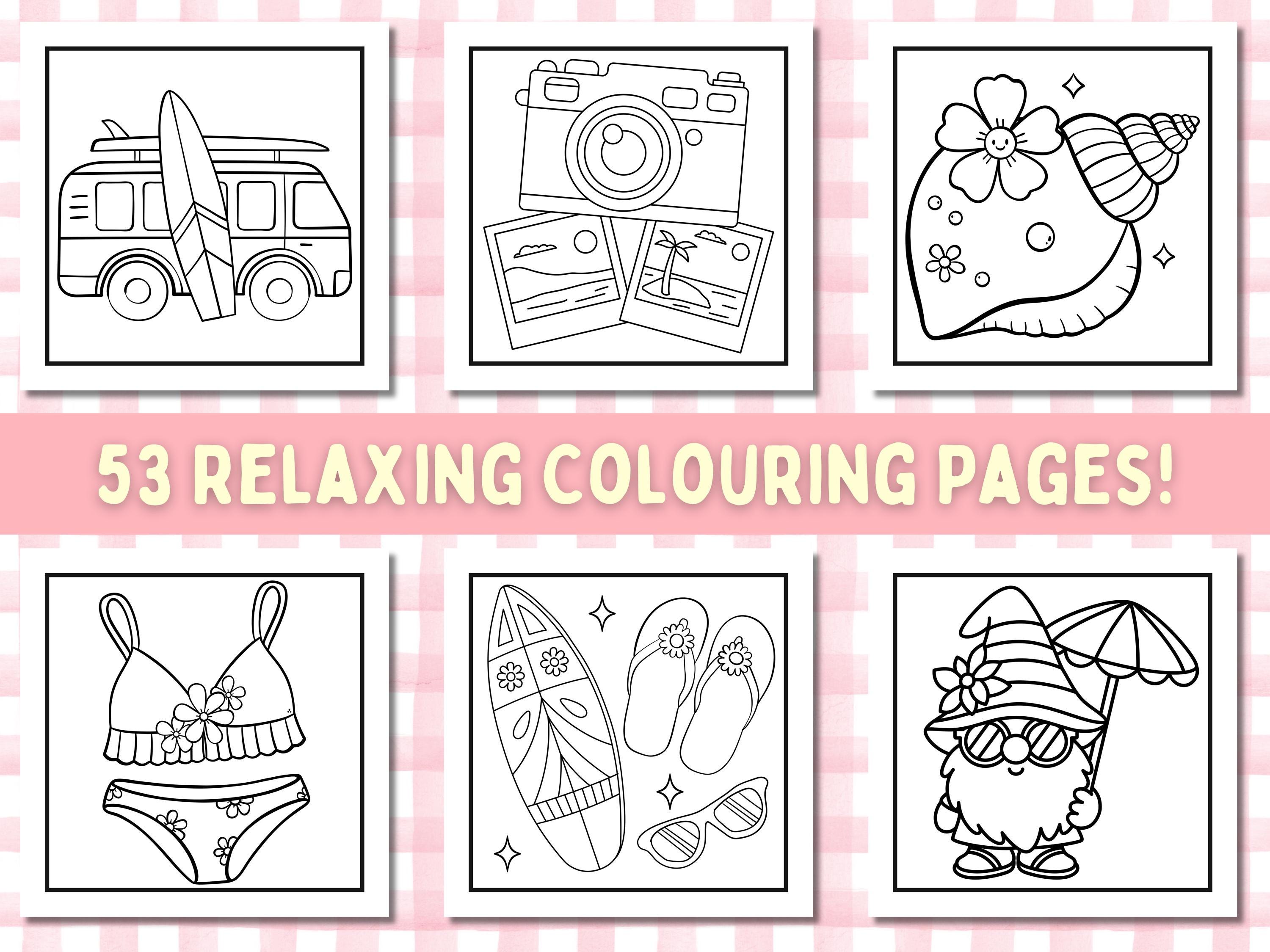 Summer Vibes Adult Coloring Pages for Kids Digital Coloring Book Bold ...