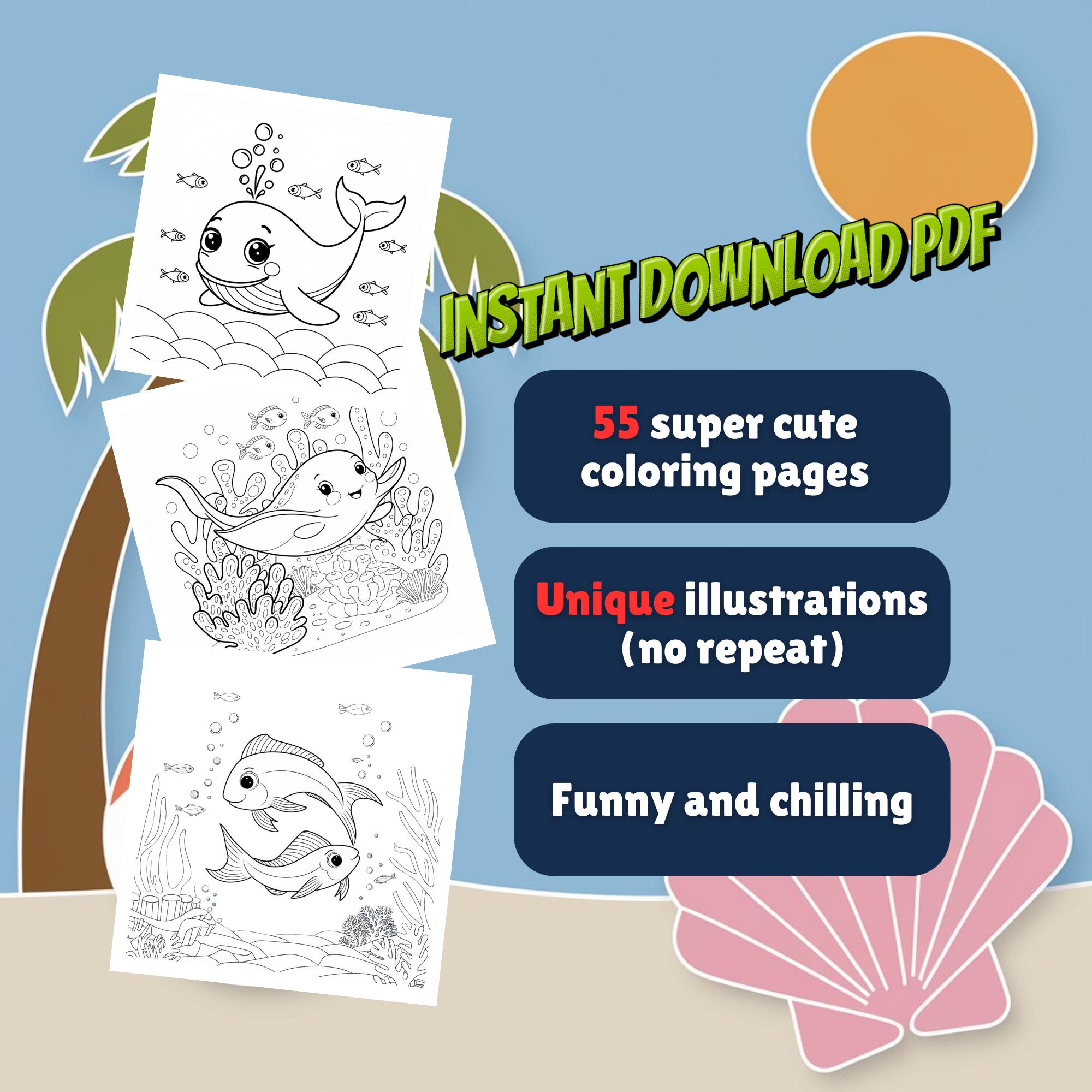 Under the Sea Coloring Pages Bold & Fun, 55 Cute and Cozy Things Under ...