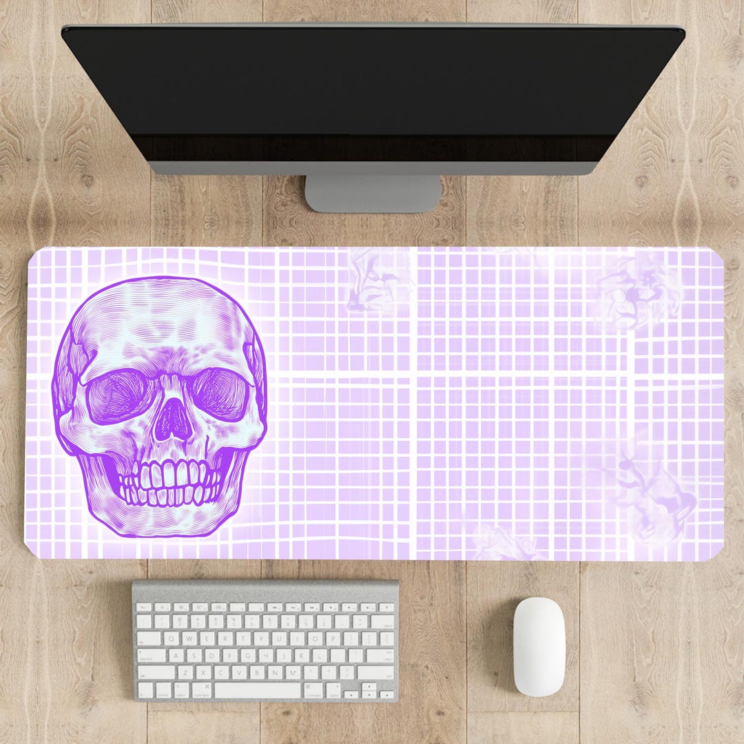 Y2K Desk Mat 2000s Nostalgia Skull Pattern Purple Aesthetic Retro ...