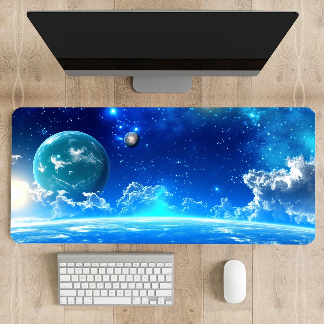 Frutiger Aero Earth Space Galaxy Desk Mat - Office Desk Accessory ...
