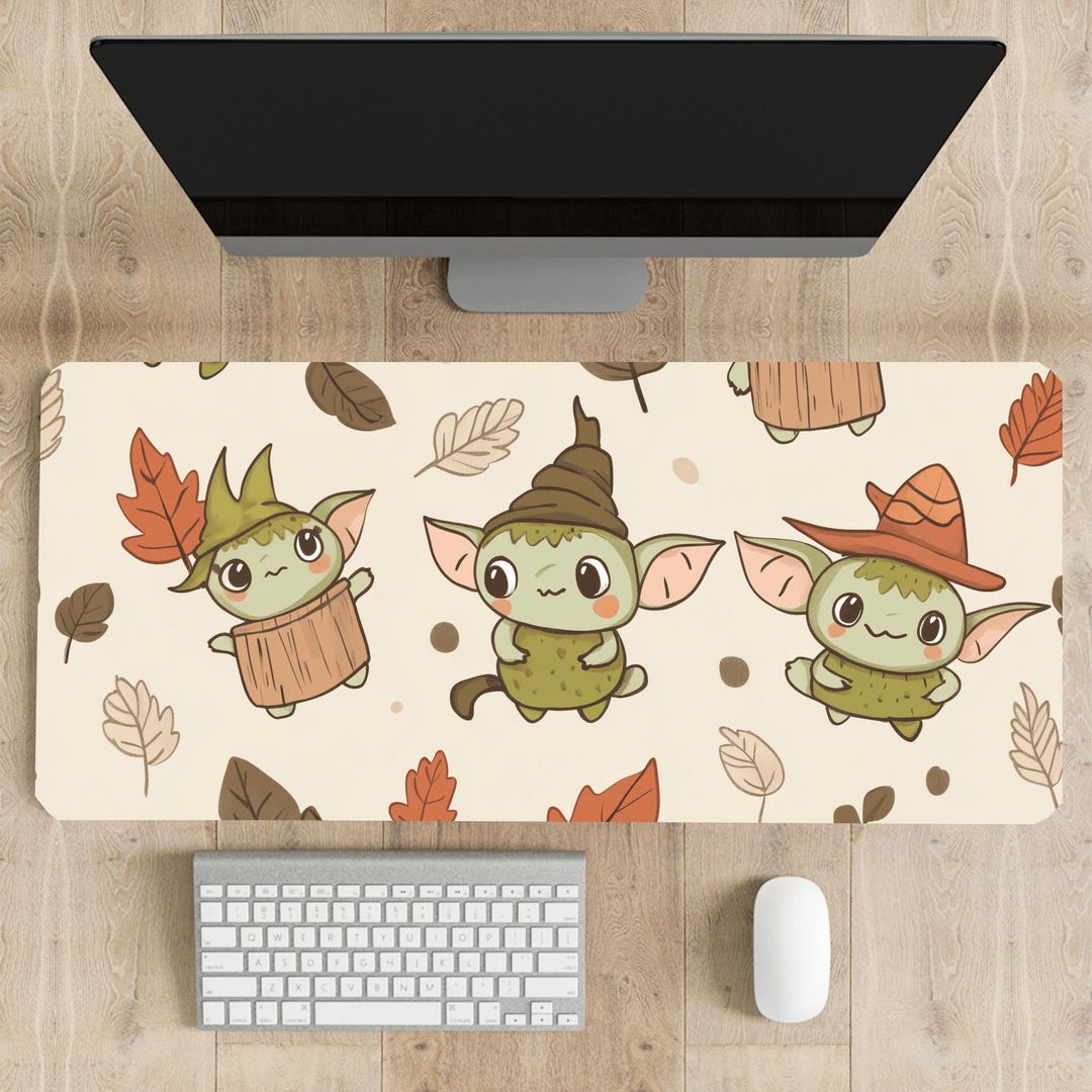 Goblincore Desk Mat, Cute Goblin Cartoon Mousepad, Mythical Creature ...
