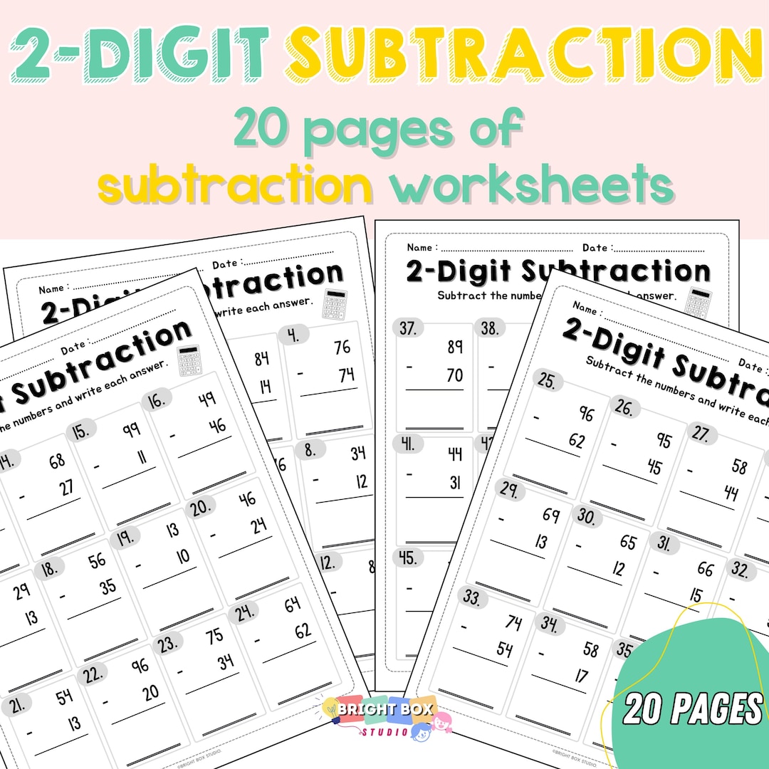 2-digit Subtraction Worksheets Without Borrowing | 20 Printable Pages ...