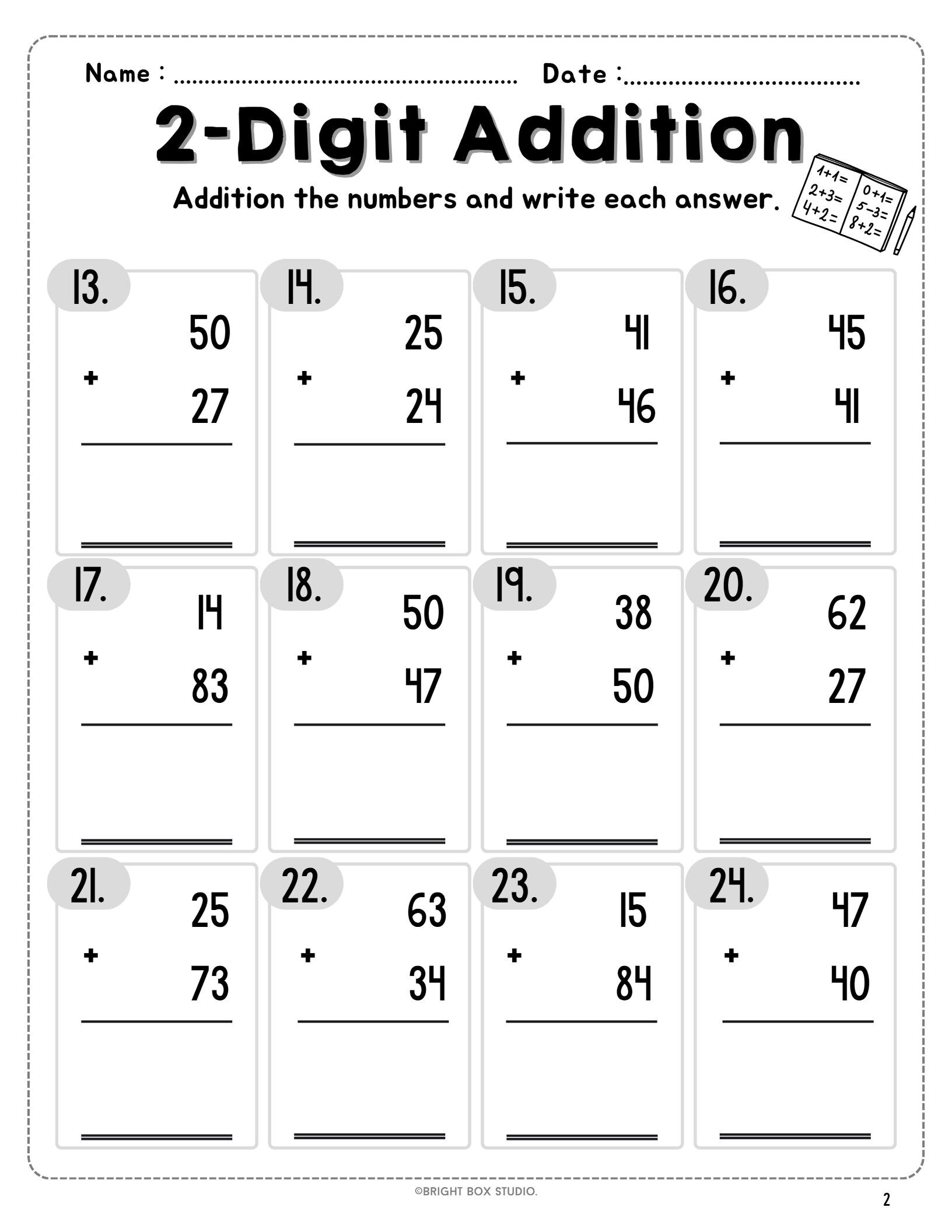 2-digit Addition Worksheets Without Regrouping | 20 Printable Math ...