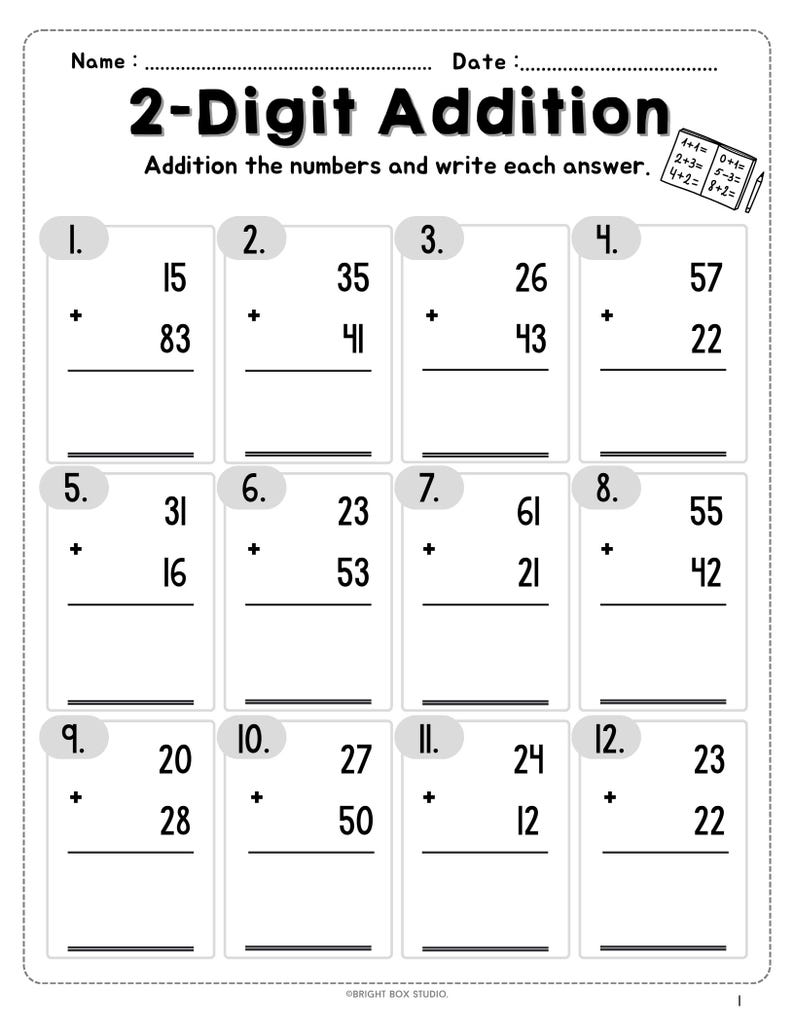 2-digit Addition Worksheets Without Regrouping | 20 Printable Math ...