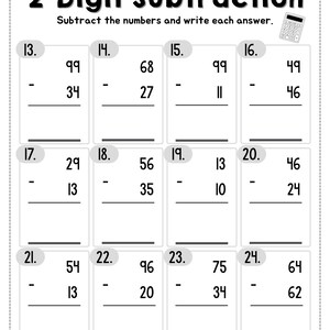 2-digit Subtraction Worksheets Without Borrowing | 20 Printable Pages ...