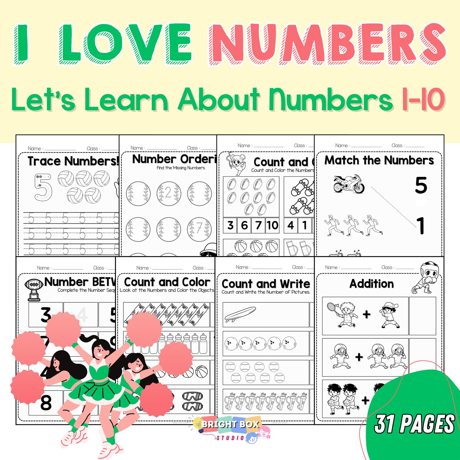 Let’s Learn Numbers 1-10 | Sports-themed Preschool Workbook | Fun ...