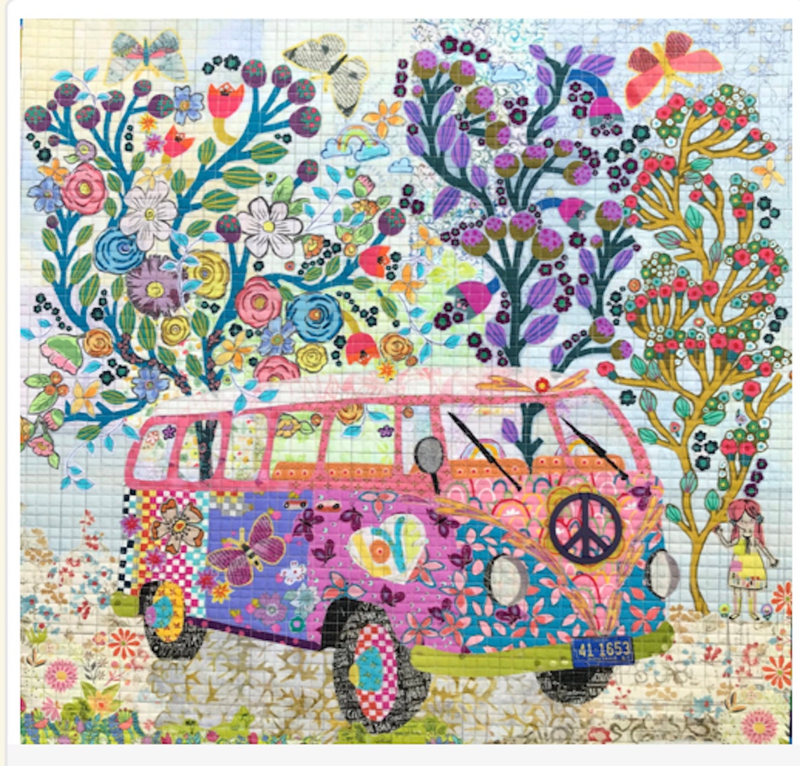 The Love Bus Collage Pattern by Laura Heine of Fiberworks | Etsy