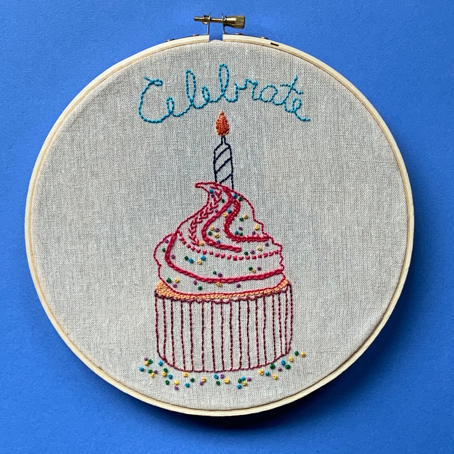 PDF Embroidery Pattern, Cupcake Celebration Modern Hand Embroidery ...