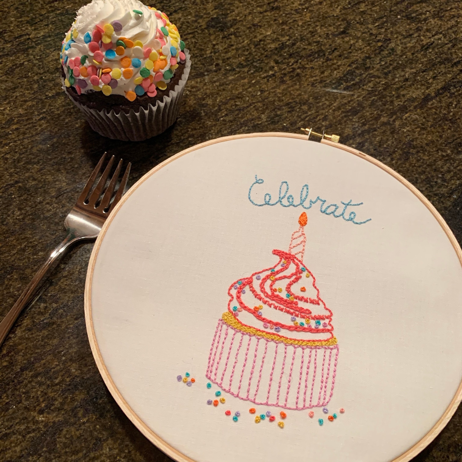 PDF Embroidery Pattern, Cupcake Celebration Modern Hand Embroidery ...