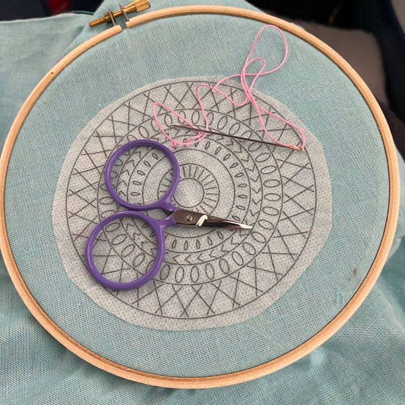 Stick and Stick Geometric Circles Embroidery Pattern, Peel and Stick ...