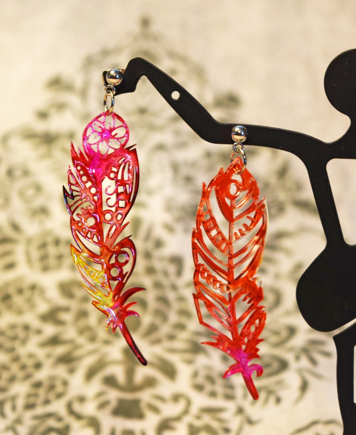 Orange Yellow Pink Resin Earrings - Etsy