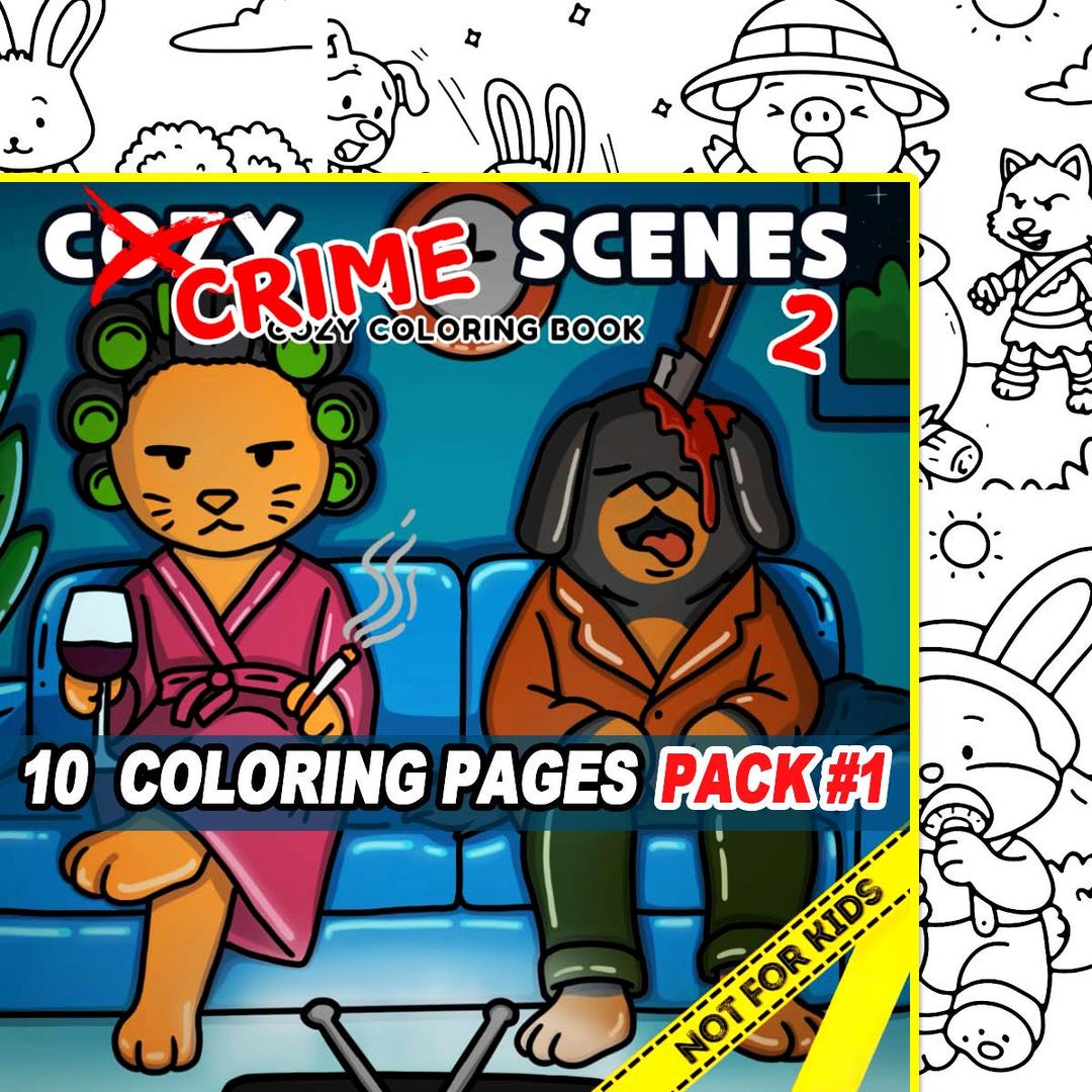 Cozy Crimes & Cute Chaos: A Dark Humor Coloring Book for Adult ...
