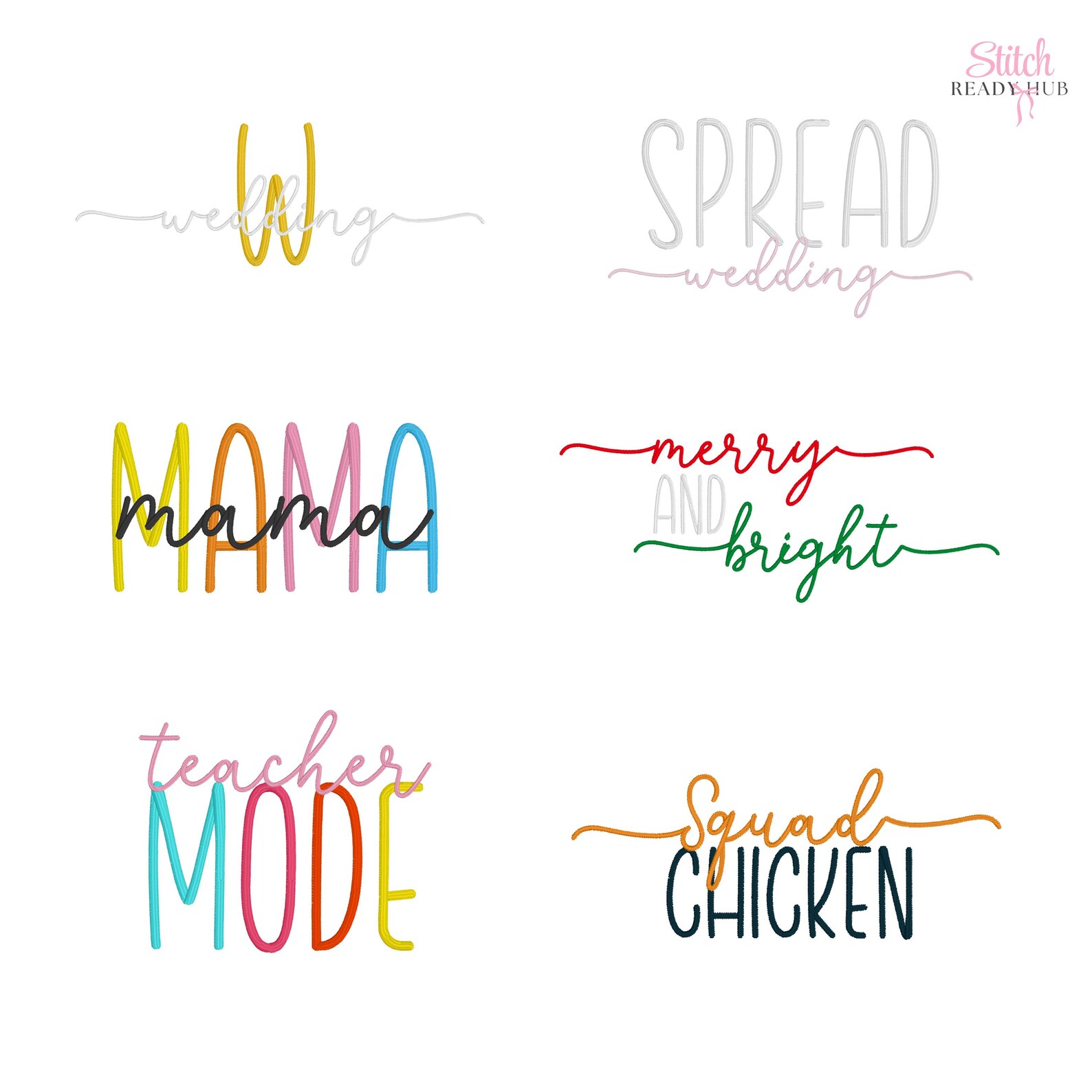 Minimalist Meadow Duo BX Embroidery Font Bundle, Satin Stitch Script ...