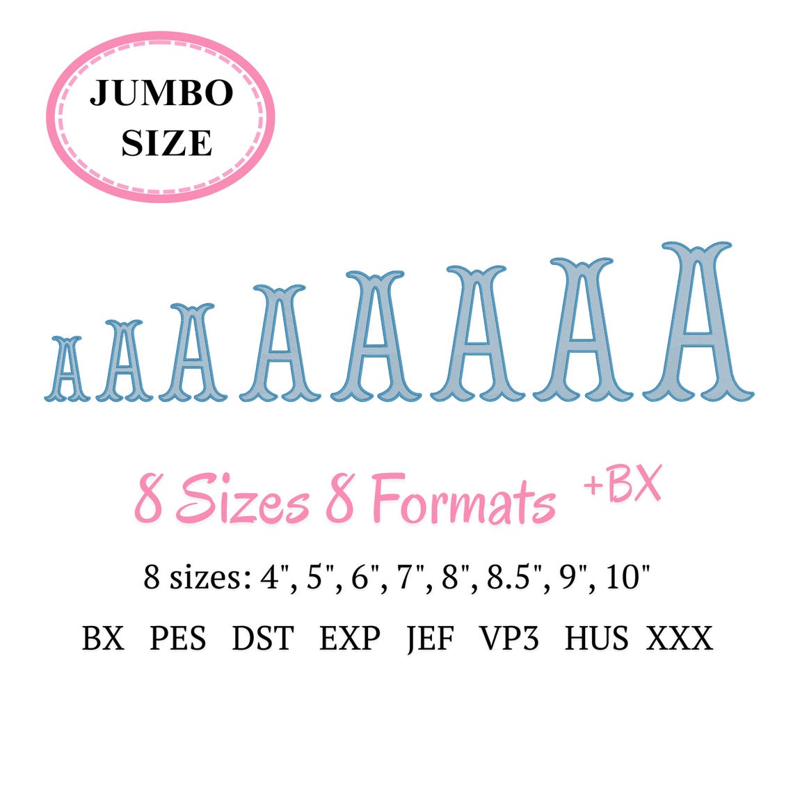 Fishtail Monogram 2 Color Jumbo Embroidery Font, 8 Sizes 8 Formats + BX ...