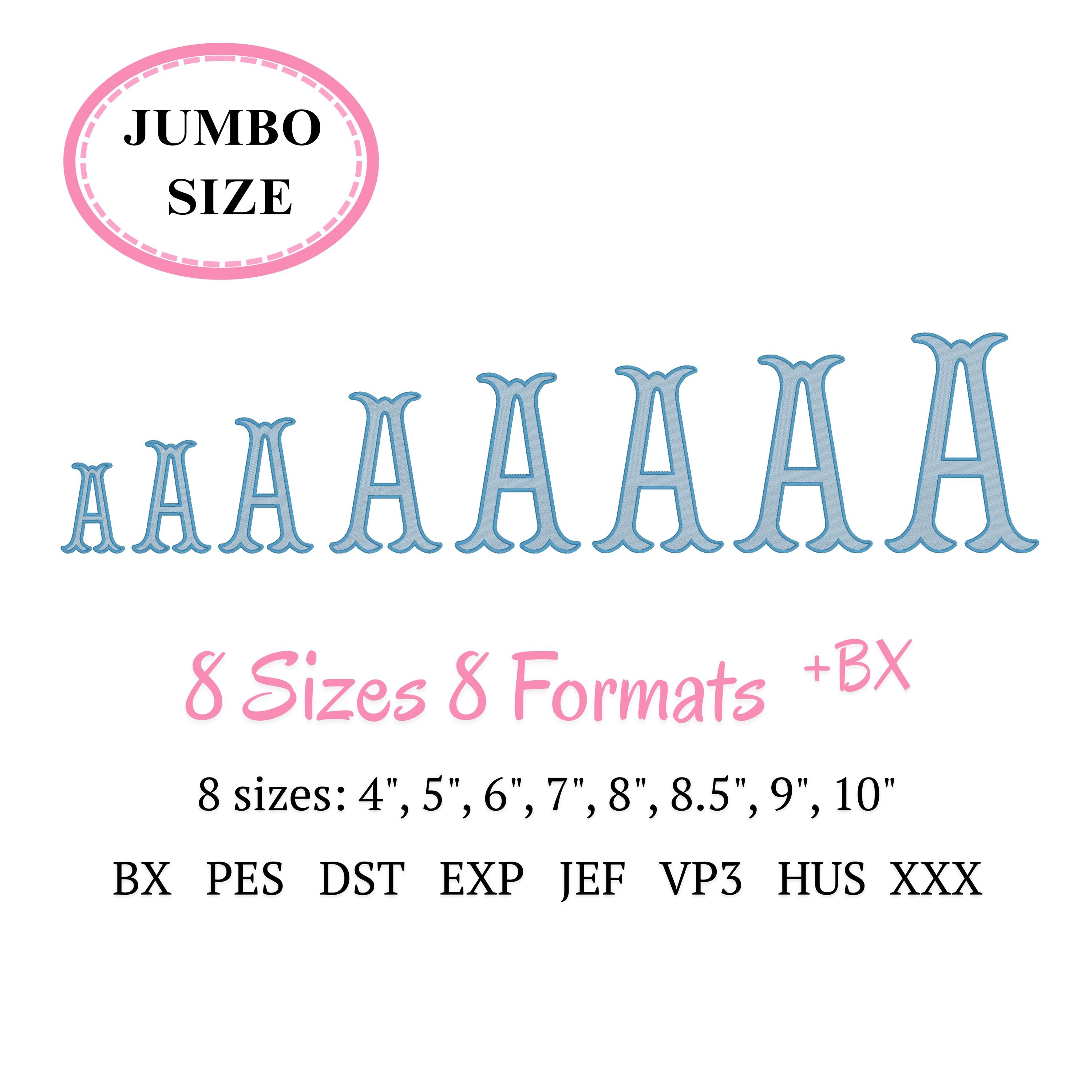 Fishtail Monogram 2 Color Jumbo Embroidery Font, 8 Sizes 8 Formats + BX ...
