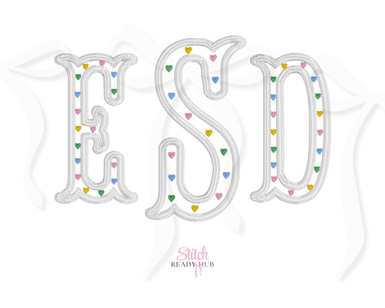Fishtail Heart Monogram Embroidery Font, 5 Sizes 8 Formats + BX ...